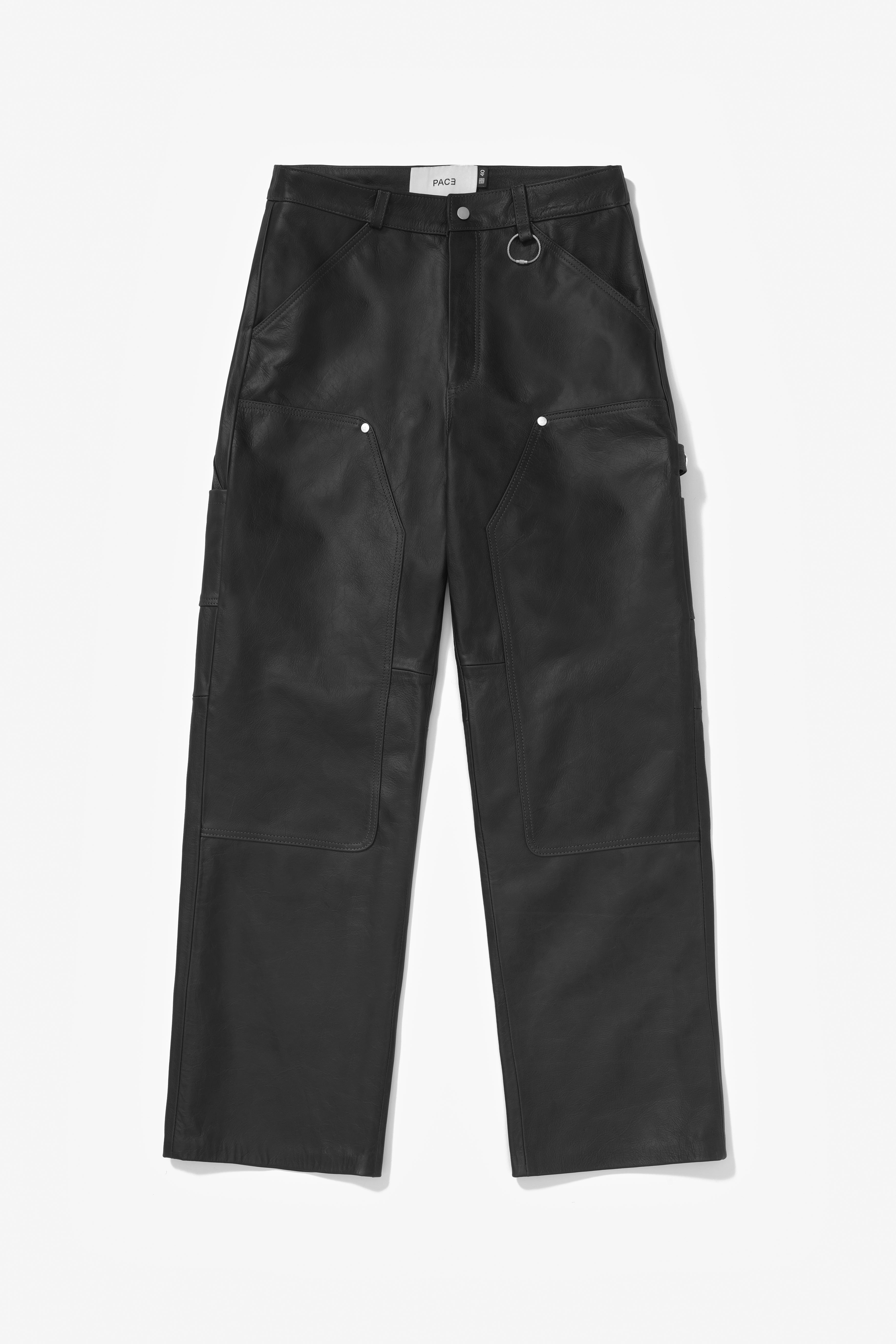DOUBLE KNEES LEATHER TROUSERS BLACK – PACE