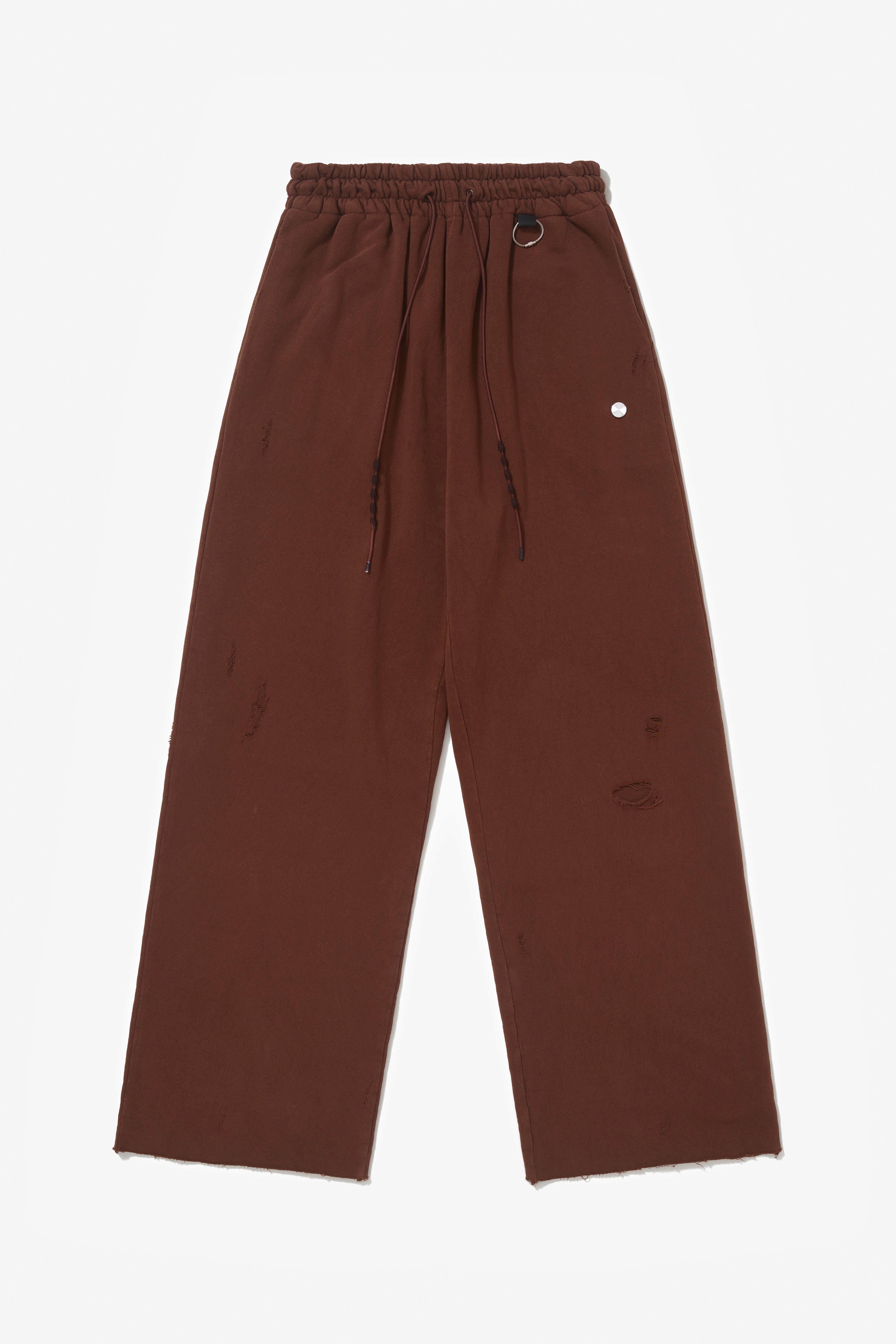 RIPPED SWEATPANTS BROWN – PACE